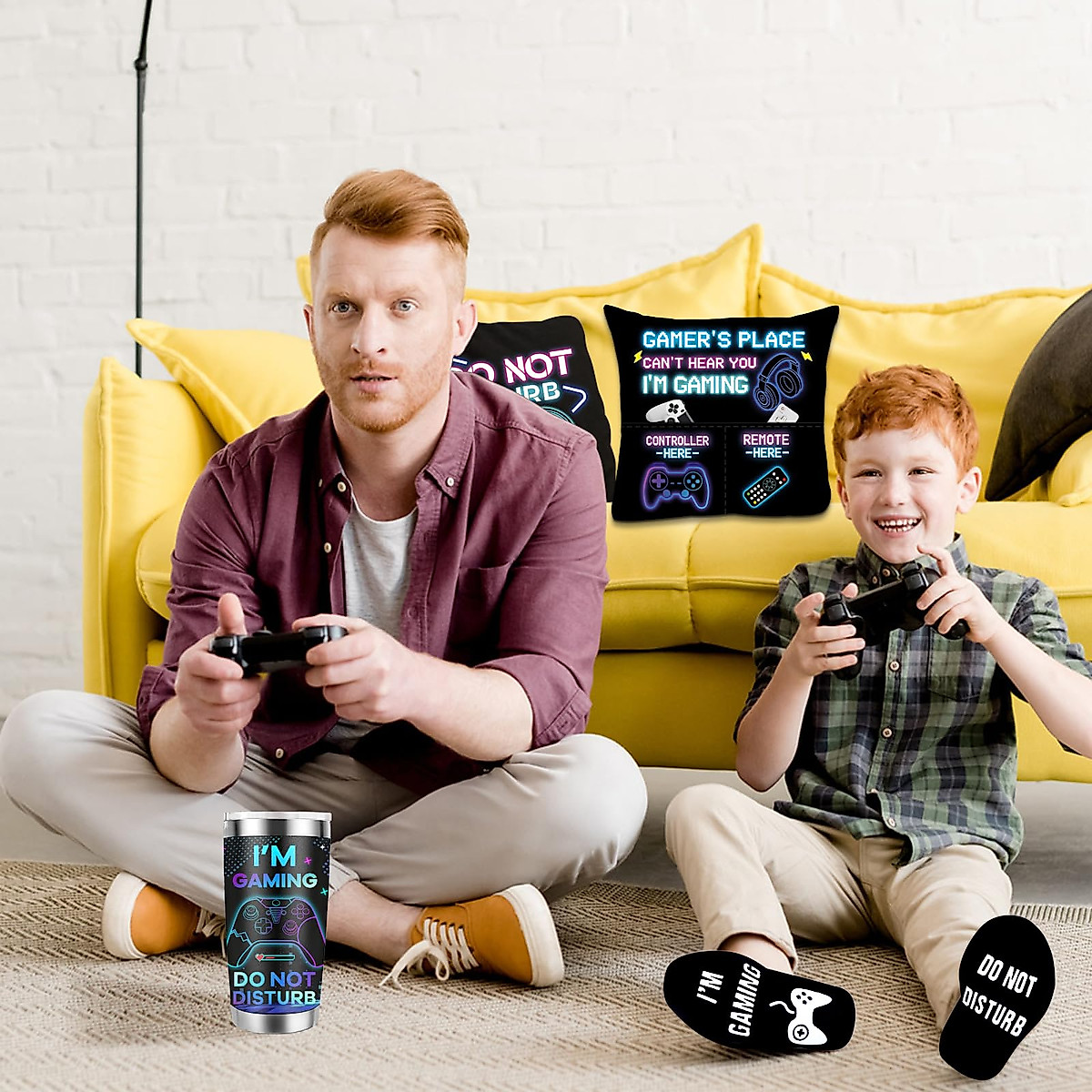 Golden Associate Gamer Gifts,Tumbler Mug Socks Beanie Hat Pillow Cover Set,Gifts for Teen Boys Teenagers Men