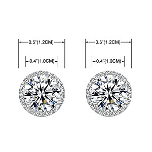 YOQUCOL Bright 10mm Cubic Zirconia Clip On Earrings Crystal Round Non Pierced Stud For Women