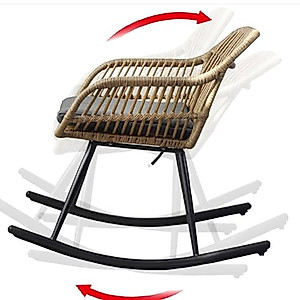 HASWEX Outdoor Patio Rocking Chair Indoor Rattan Rocker Chair, Padded Cushion Rocker Recliner Chair Suitable for Front Porch Living Room Terrace Garden Courtyard