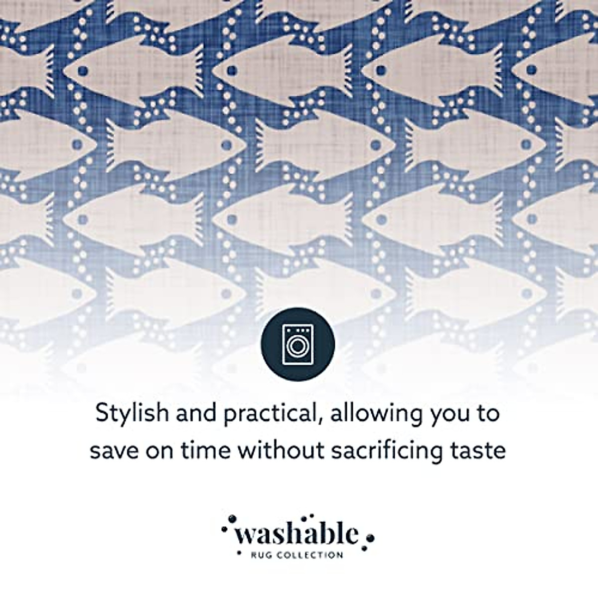 Linon The Anywhere Washable Rug Shayna Ivory/Blue 2' X 8' Runner Rug