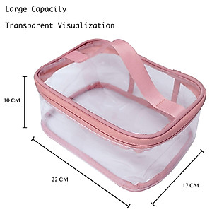 ANEMEL Toiletry Bag Makeup Cosmetic Clear Bag Portable Waterproof Transparent Travel Storage Pink