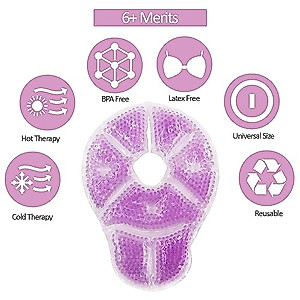 Breast Therapy Ice Packs, Hot and Cold Breast Pads, Breastfeeding Essentials Large Gel Bead Packs for Moms, 2 Pack (Large Breast Ice Pack (Purple))