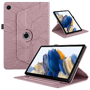 Rotating Case for Samsung Galaxy Tab A8 10.5'' 2022 Case SM-X200/X205 PU Leather Cover Lightweight Flip Stand Shell for Galaxy Tab A8 10.5 inch Tablet-Rose Gold
