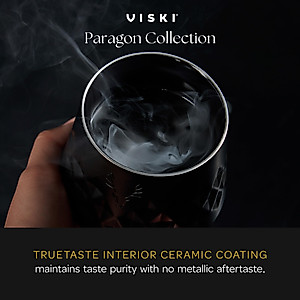 Viski Paragon Whiskey Taster Cocktail Tumbler Insulated Rocks Tumbler Stainless Steel Rocks Glass Black 8oz Set of 1
