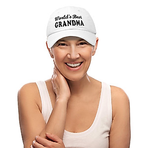 DALIX Worlds Best Grandma Hat Gift Embroidered Cotton Cap in White