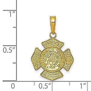 IceCarats 14K Yellow Gold Small Saint Florian Necklace Charm Pendant 23.7mm x 15.5mm Only