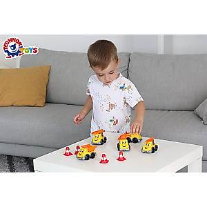 TECHNOK Assorted Construction Truck Toys - Kids Construction Toys Playset - Dump Truck, Tractor Toy, Crane Truck, Cement Truck - Car Toys for Boys - 5 Pack Toy Vehicles - Truck Toys for Kids Toddlers