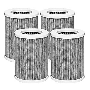 Lhari 2-in-1 Mini Portable True HEPA Replacement Filter, Compatible with Pure Enrichment PureZone Mini Portable Air Purifier PEPERSAP, 4-Pack