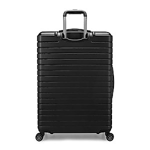 Traveler's Choice Archer Polycarbonate Hardside Spinner Luggage Set, Tie Down Straps, Black, Checked 29-Inch