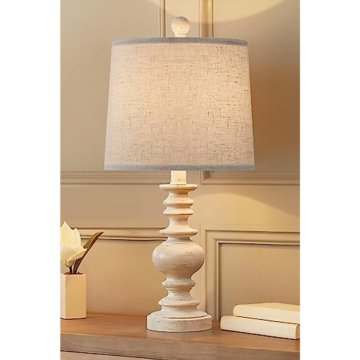 BOBOMOMO Resin 20.5" Farmhouse Lamps for Bedrooms Retro Side Table Lamps Bedside Lamp for Side Nightstand Living Room（1 Pack）