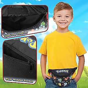 Pokemon Bag Kids Bum Bag Boys Girls Bags Travel School Festival Lightweight Adjustable Fanny Pack Waist Bags Zipped Pocket Pikachu Pokemon Gifts for Boys
