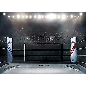 BELECO 7x5ft Fabric Boxing Ring Backdrop Blurred Spectator and Stadium Light MMA Arena Photography Backdrop for Birthday Party Decorations UFC Supplies Baby Shower Photo Background Photo Booth Props