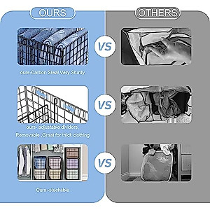 Retreat & Renew 2 Pack Metal Wardrobe Clothes Organizer,Drawer Organizers for Clothing,Closet Separation Storage Box for Underwear, Tops,Shirts,Jeans, Adjustable & Removable Dividers,Sturdy, (Black)