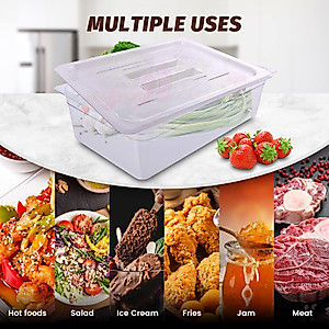 EASYROSE 6-Pcs Food Pan Lid 1/6 Size Clear Polycarbonate Hotel Pan Cover with handle