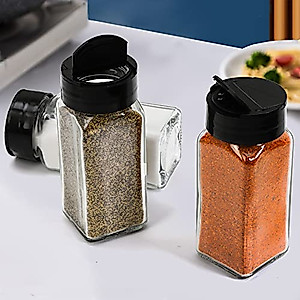 Tebery 30 Pack Glass Spice Jars Square Glass Bottles with Black Caps, 4oz Empty Spice Containers Shakers Complete Organizer Set Includes Wide Funnel and Labels