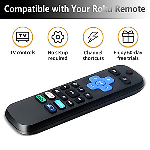 EFGWXYZ (Pack of 2) Replaced TV Remote Only for Rku- TV, Compatible with TCL Rku-/Hisense Rku-/Onn Rku-/Insignia Rku- Series Smart TVs.【Not for Rku- Stick and Box】 R-heng-02
