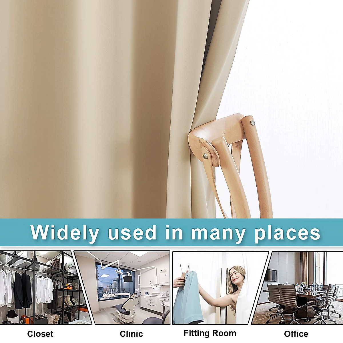 RYB HOME White Curtains & Drapes - Heavy Duty Room Darkening Grommet Curtains Vertical Blinds Room Divider Curtain for Bedroom Backdrop Parlor Living Room, W 100 x L 108, Biscotti Beige