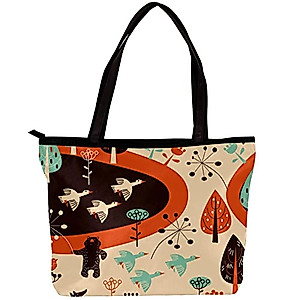 Tote Bag Women Satchel Bag Handbag Stylish Tote Handbag for Women Hobo Bag Fashion Crossbody Bag, Cartoon Animal Fox Bear Bird Lovely Forest