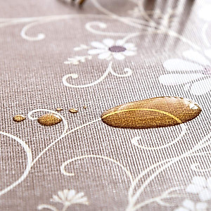 Fall Vinyl Waterproof Tablecloth, Rectangle Plastic PVC Oilcloth Tablecloths Wipeable Table Cloth Cover for 6 Foot Folding Tables, Kitchen, Dining Room Table, Crafting Tan Floral, 54 x 72 Inch