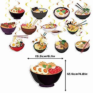 24 Pieces Ramen Hanging Swirls Japanese Noodles Streamers Ramen Hanging Decorations Ceiling Swirls for Ramen Noodles Birthday Party Decorations Party Supplies Baby Showers Decorations