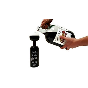 Zhouchou It's Wine O'Clock - Wine Bottle Shaped Glass Novelty Gift - Fits a Whole 750ml Bottle of Wine!!!! (1)