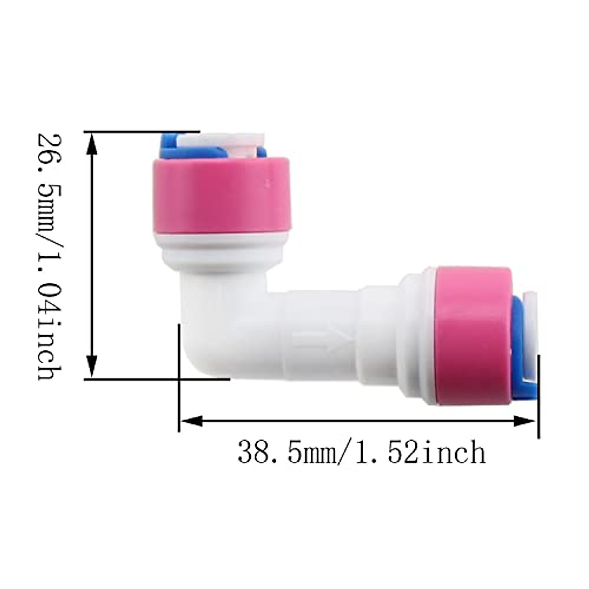 Check Valve ZZHXSM 2pcs 1/4" to 1/4" One Way Push Fit Elbow Quick Connect Check Valves Non Return RO Pure Water Reverse Osmosis System Plastic Pipe Connector