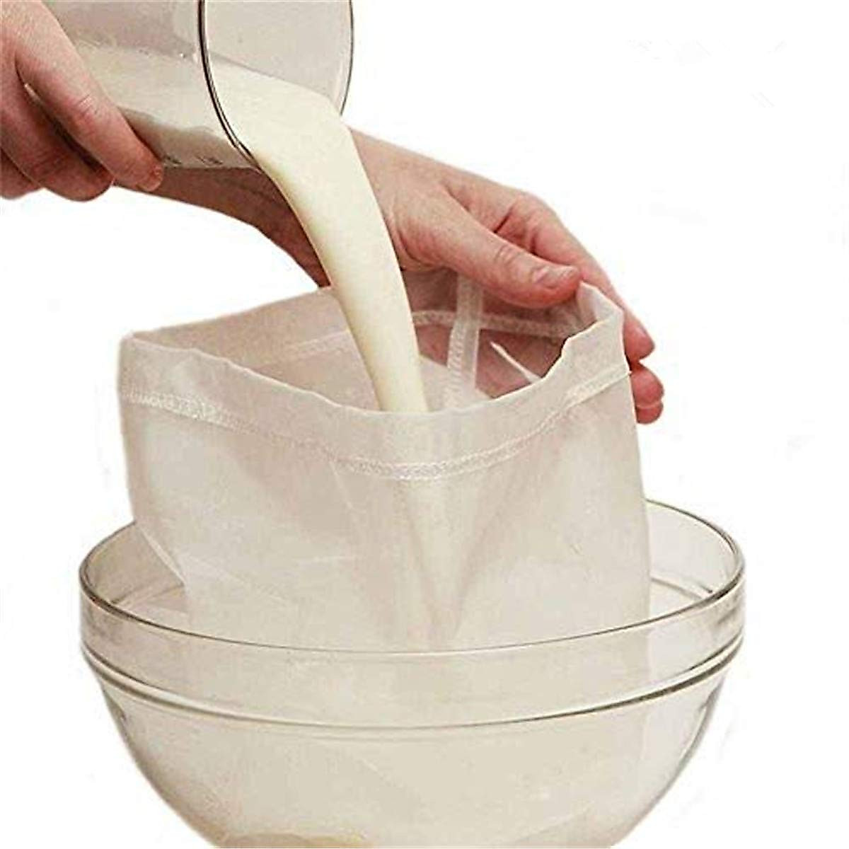 2 Pcs Pro Quality Nut Milk Bag - Big 12"X12" Commercial Grade - Reusable Almond Milk Bag & All Purpose Food Strainer - Fine Mesh Nylon Cheesecloth & Cold Brew Coffee Filter
