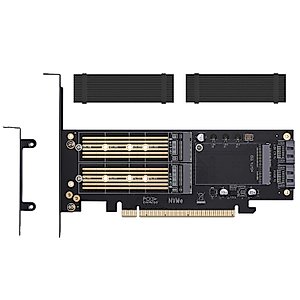 3 in 1 M.2 and mSATA SSD Adapter Card for M.2 NVME to PCIE Adapter,M.2 SATA SSD to SATA III Adapter,mSATA to SATA Adapter (with 2 Aluminum Heatsink)