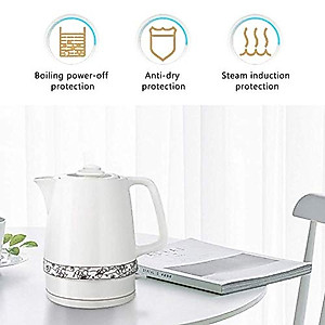 SieHam Kettles,Ceramic Cordless Kettle Teapot-Retro Red 1.7L Jug, 1850W Water Fast for Tea, Coffee, Soup, Oatmeal-Removable Base, Boil Dry Protection/D