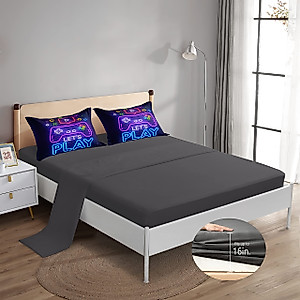 ROWADALO 6 Pieces Gamer Bedding Set for Boys Gaming Comforter Queen Size, Game Controller Comforter for Teen 3D Gamepad Microfiber 6 Piece Bed in A Bag Kids Bedding Sets with Sheets,DJT H5030 Queen