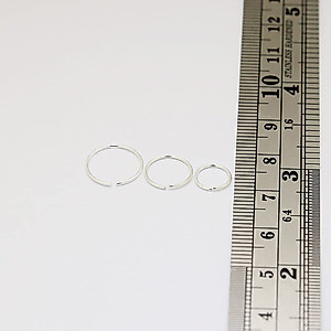 22 Gauge (0.6mm) - 6mm Diameter 925 Sterling Silver Seamless Continuous Tiny Hoop Nose Ring Piercing Body Jewelry