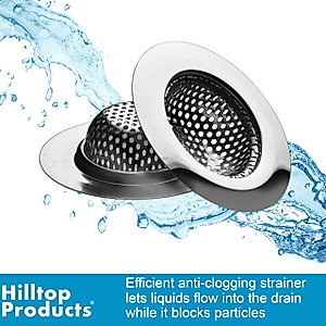 2 Pack - 2.75" Top / 1.5" Basket- Stainless Steel Bathtub Drain Strainer Cover Shower Hair Drain Catcher Sink Strainer Filter Basket for Bathroom