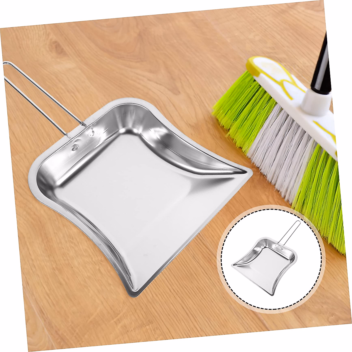 Amosfun Desktop Dustpan Small Steel Dustpan Indoor Portable Crobars Keyboard Cleaning Pan Industrial Dust Pan Hand Scrubber Artificial Scrubbing Brush Trash Sweeping Stainless Steel Silver