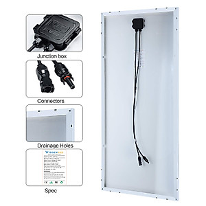 Solar Panel 100 watt Monocrystalline Solar Panels for Homes,RV,Off Grid, Boat, Marine, Camper