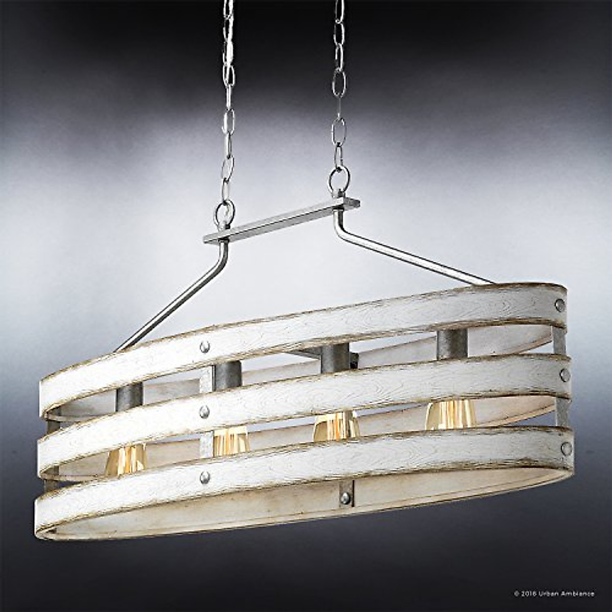 Urban Ambiance Luxury Modern Farmhouse Chandelier, Large Size: 17" H x 38.5" W, with Rustic Style Elements, Galvanized Steel Finish, UHP2477 from The Adelaide Collection