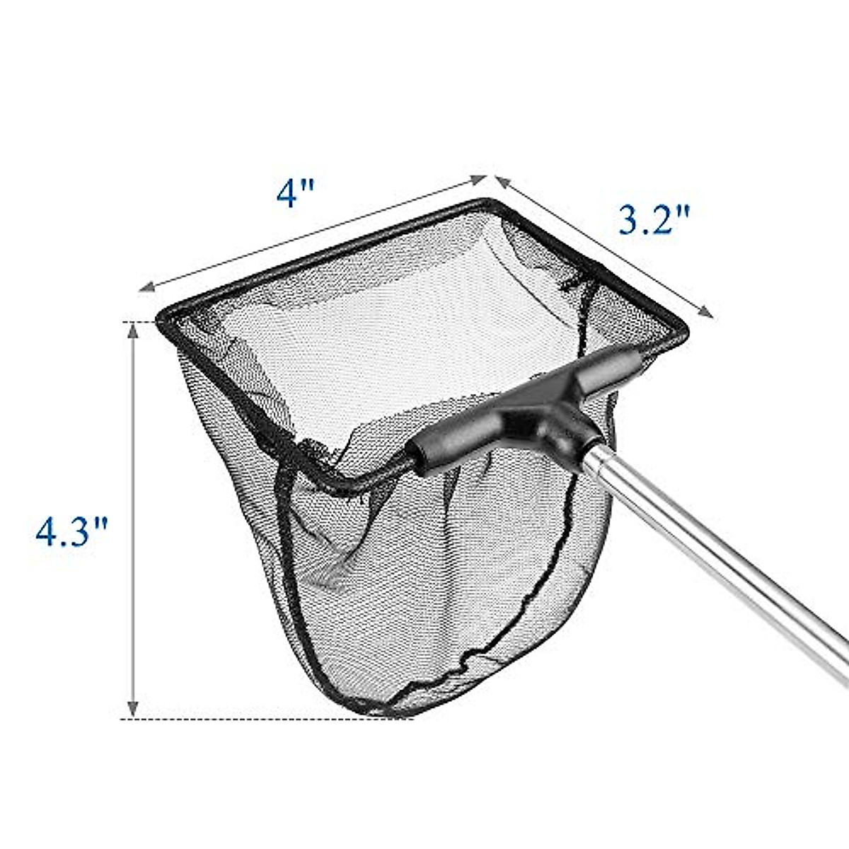 Mogoko 4.3 Inch Fine Mesh Telescopic Aquarium Fish Net with Extendable 11-19 inch Long Handle for Fish Tank