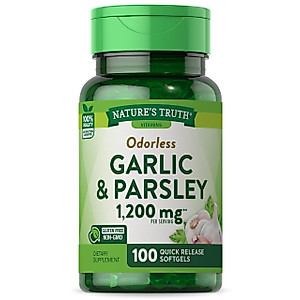 Nature's Truth Odorless Garlic and Parsley | 1200mg | 100 Softgel Capsules | Non-GMO & Gluten Free Extract Supplement