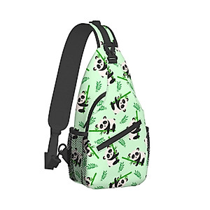 Cartoon Panda Unisex Chest Bags Crossbody Sling Backpack Travel Hiking Daypack Crossbody Shoulder Bag For Women Men