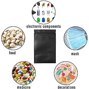 STUs 100 Pack Smell Proof Bags - 3.1 x 5.1 Inch Resealable Stand-Up Mylar Bags Foil Pouch Double-Sided Pouch Matte Black