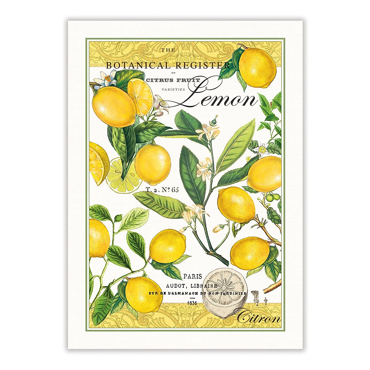 Michel Design Works Lemon Kitchen Towel, Natural Woven Cotton