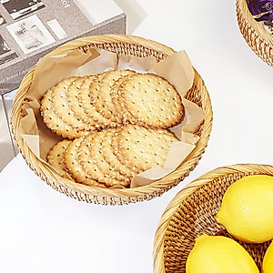 Small Round Keys Storage Basket for Entryway Table Tabletop Wicker Catchall Organizer Woven Basket for Keys Wallet Remote Control Cards Crackers Fruit Candy Serving Basket