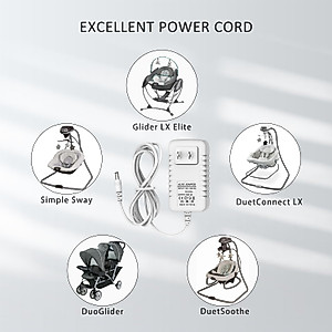 BOEEA 5V Power Cord Replacement for Graco Duetsoothe Swing, Charger for Simple Sway and Nova Baby Swing, 6.6 Ft Charging Cable, White