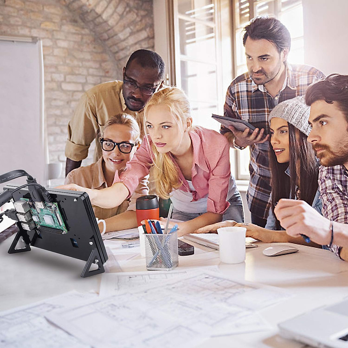 Kuman 7 Inch Raspberry Pi Touch Screen SC7BC IPS LCD Display HDMI Monitor 1024x600 for Raspberry Pi 4 B 3 2 1 B B+ A BB Black PC