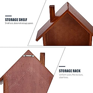 VOSAREA Wooden Wall Shelf Wall Mounted Floating Shelves House Shape Wall Storage Rack Wall Organizer for Office Kitchen Living Room Bathroom