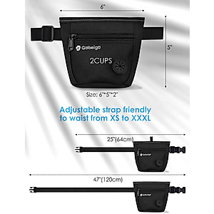 Gobeigo Dog Treat Pouch and Training Clicker, Upgrade Two Magnetic Closure to Prevent Spills, 2 Cup Treat Bag with Poop Bag Dispenser, Metal Clip Waist Belt Fanny Pack for Pet Walk (Black)