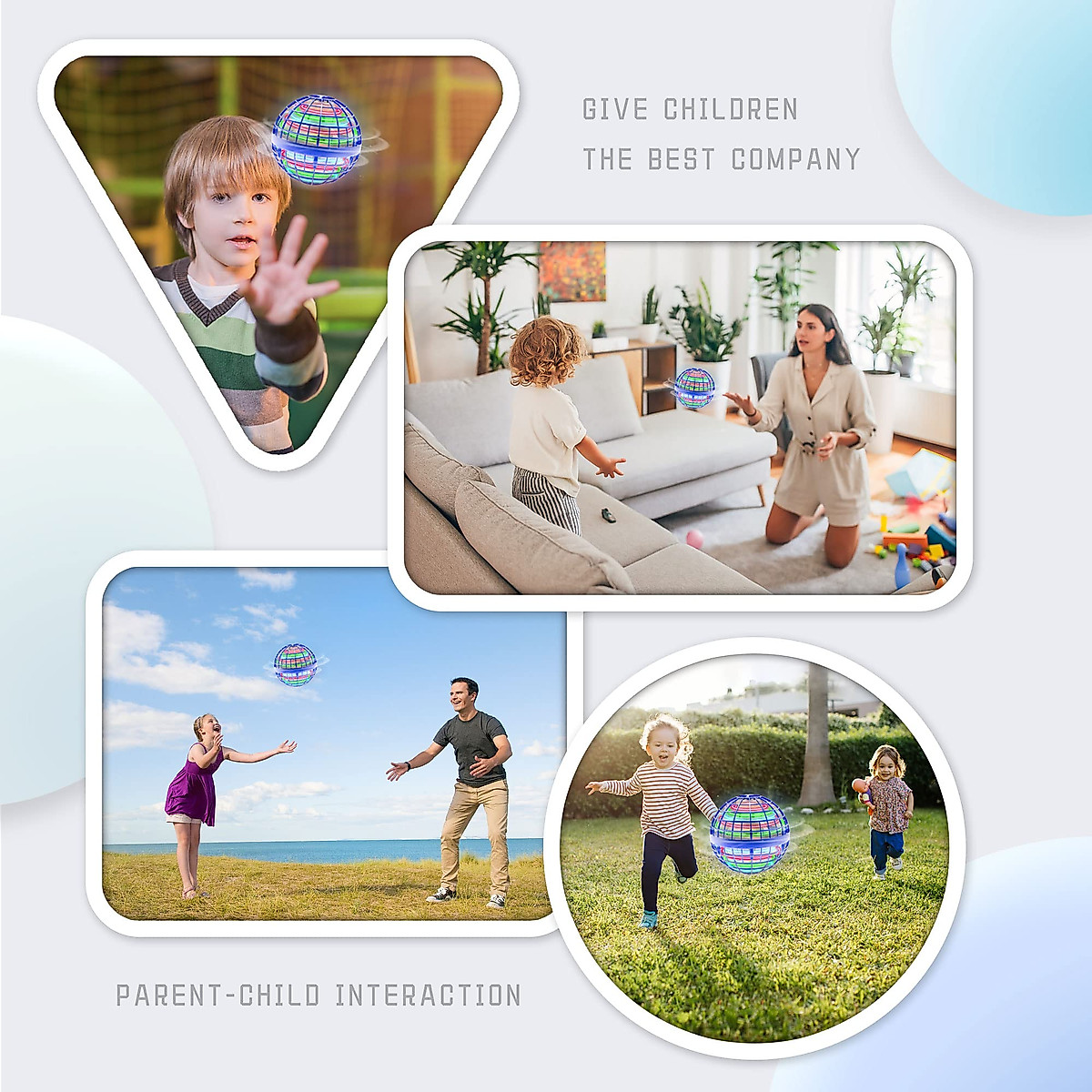 Flying Ball Toy Globe 360°Rotating Hand Controlled Orb Magic Led Lights Controller Mini Drone Boomerang Fly Spinners for Kids Adults Indoor Outdoor (Blue)