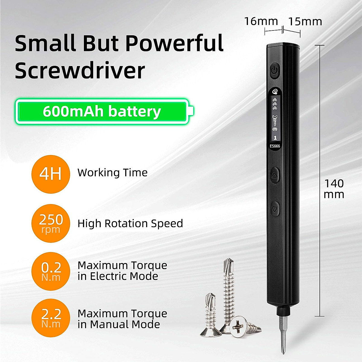 SEQURE ES666 Electric Screwdriver Set Cordless Rechargeable Screwdriver Auto/Sensor/Fixed Mode Precision Power Screwdriver with 30 Magnetic Bits 7 Torque Gears Max 2.2N.m Repair Tool for Electronics