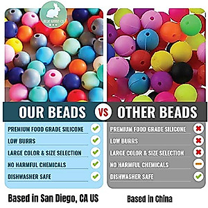 Black Silicone Beads by BLUE RABBIT CO for Keychain Making, Necklace, Bracelet (19mm, Black) Bulk Beads & Bead Assortments, Silicon Beads