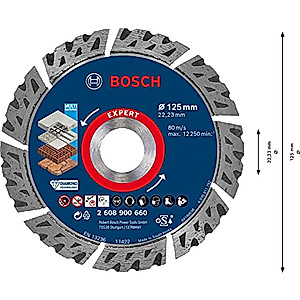 Bosch Professional 1x Expert MultiMaterial Diamond Cutting Disc (Ø 125 mm, Accessories Angle Grinder)