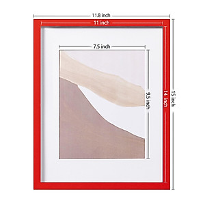 eletecpro 11x14 Picture Frame 4 Pack Made of Solid Wood and Strong Real Glass, Displays 8x10 and 8.5x11 Photos with Mat or 8x11 without Mat, Room Decor for Wall and Tabletop, Gallery Gifts Red